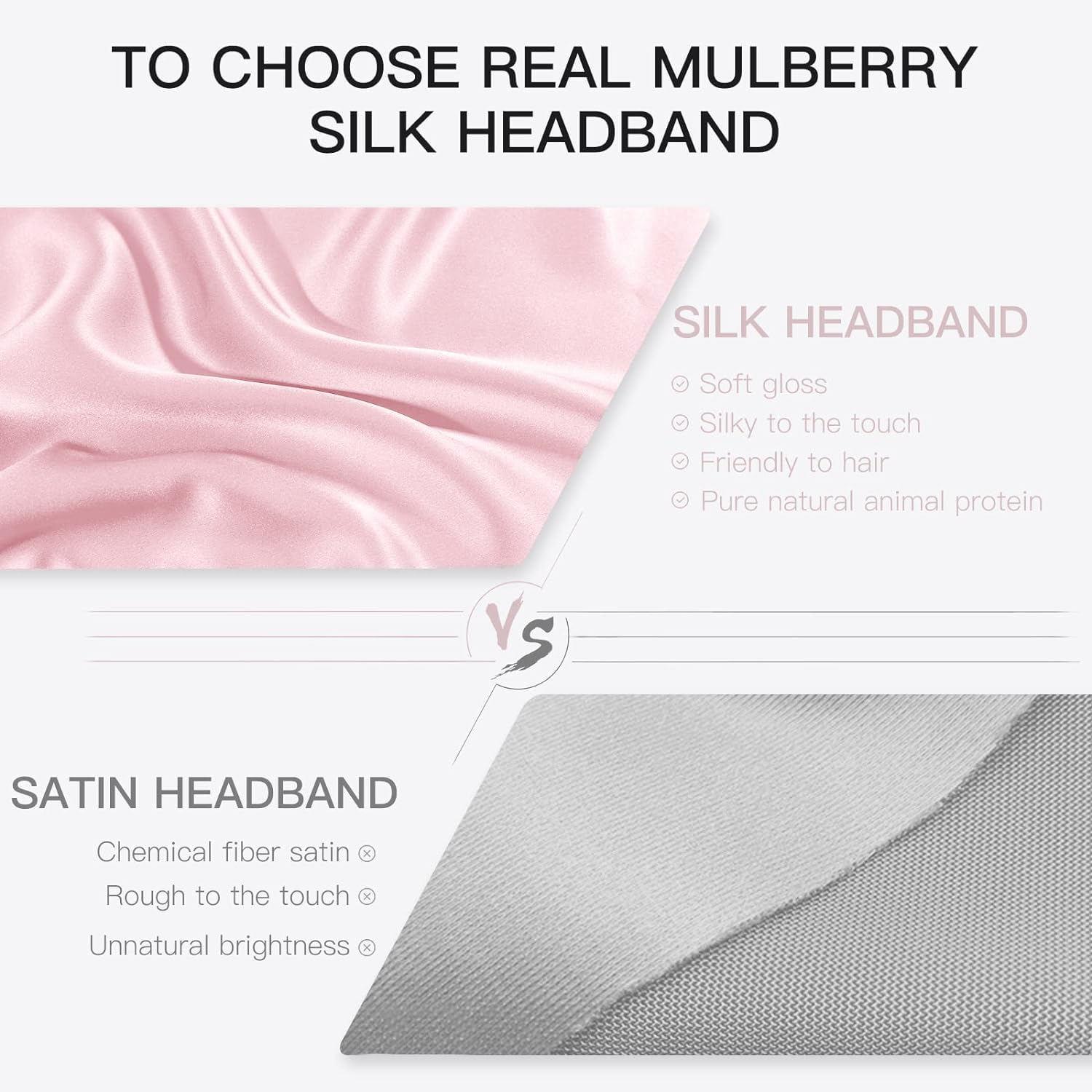 FANTASTIC HOUSE Silk Spa Headbands for Washing Face, 100% Mulberry Silk Scarf for Hair Wrapping, Adjustable Ponytail Face Wash Headbands for Women and Girls for Sleep, Makeup, Sport