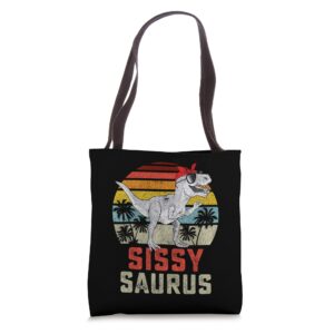 sissysaurus t rex dinosaur sissy saurus girl family tote bag