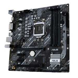 ASUS Prime B460M-A R2.0 Intel® H470 (LGA 1200) for Intel 11th gen & 10th Gen CPUs, 8 power stages, Intel® 1 Gb Ethernet, HDMI, DVI, M.2 slot, 4*SATA 6Gb/s, front USB 3.2 Gen 1, mATX motherboard