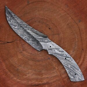 onlyhandmade handmade damascus steel hunting knife blank blade fire storm pattern 9.5 inches, knife making supplies (damascus)