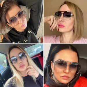 Gtand Fashion Trendy Square Aviator Gradient Sunglasses For Women Men Vintage Metal Sun Glasses