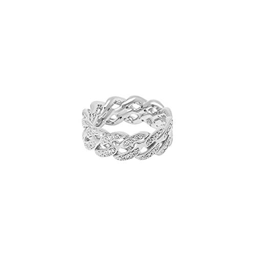 1 1/2 CT Round Shape White Cubic Zirconia Womens Roap Style Wedding Engagement Band Ring 14K White Gold Plated 925 Sterling Silver (1.20 Cttw) Ring Size - 7.5