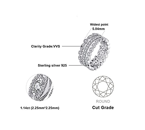 3 CT Round Shape White Cubic Zirconia Womens Trio Wedding Engagement Ring Set in 14K White Gold Plated 925 Sterling Silver (3 Cttw) Ring Size - 5