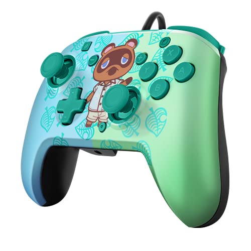 PDP REMATCH Enhanced Wired Nintendo Switch Pro Controller, Switch Lite/OLED Compatible (Animal Crossing Tom Nook - Blue/Green)