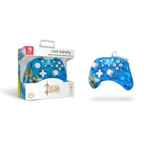 PDP Rock Candy Wired Gaming Switch Pro Controller - Zelda Breath of the Wild - Blue - Official License Nintendo - OLED / Lite Compatible - Compact, Durable Travel Controller - See Through - Holiday Gifts