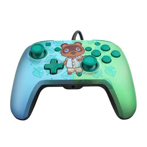 PDP REMATCH Enhanced Wired Nintendo Switch Pro Controller, Switch Lite/OLED Compatible (Animal Crossing Tom Nook - Blue/Green)