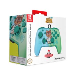 PDP REMATCH Enhanced Wired Nintendo Switch Pro Controller, Switch Lite/OLED Compatible (Animal Crossing Tom Nook - Blue/Green)