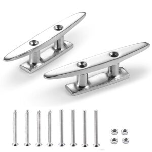 kahaciyo boat cleat open base boat cleat 4 inch, dock cleat 316 stainless marine grade steel, highly polished include installation accessories screws