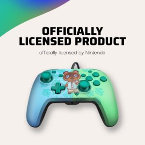 PDP REMATCH Enhanced Wired Nintendo Switch Pro Controller, Switch Lite/OLED Compatible (Animal Crossing Tom Nook - Blue/Green)