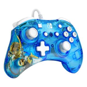 PDP Rock Candy Wired Gaming Switch Pro Controller - Zelda Breath of the Wild - Blue - Official License Nintendo - OLED / Lite Compatible - Compact, Durable Travel Controller - See Through - Holiday Gifts