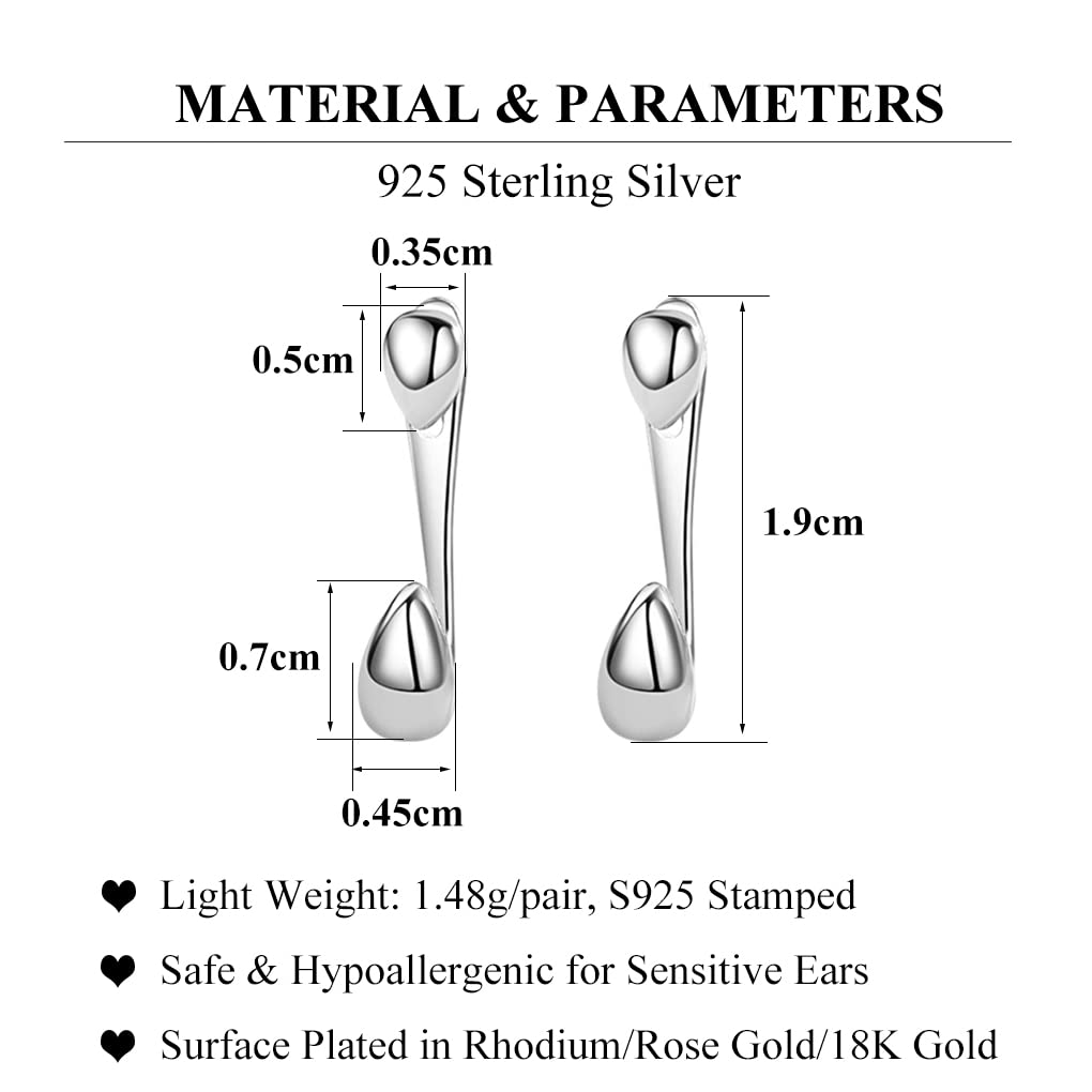 SLUYNZ 925 Sterling Silver Jacket Earrings Studs for Women Teens Droplet Front Back Earrings (A-Silver)