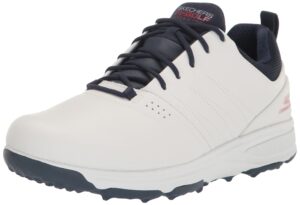 skechers men's go torque pro waterproof golf shoe sneaker, white/navy, 9 wide