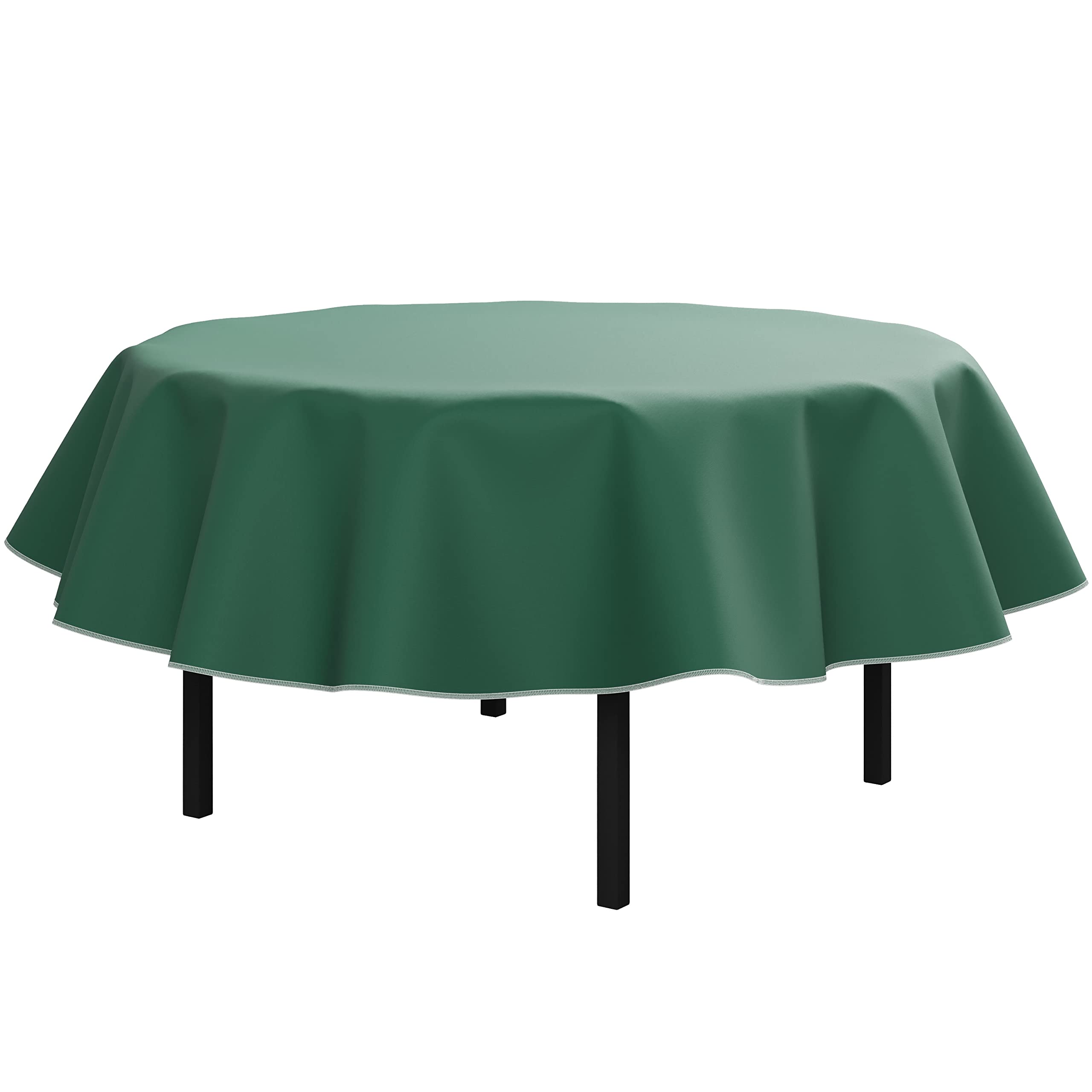 Exquisite Green Vinyl Tablecloths - 70 in. Round - Pack of 3 Round Tablecloth - Green Flannel Backed Vinyl Tablecloths for Round Tables - Plastic Table Cloths with Flannel Backing - Waterproof