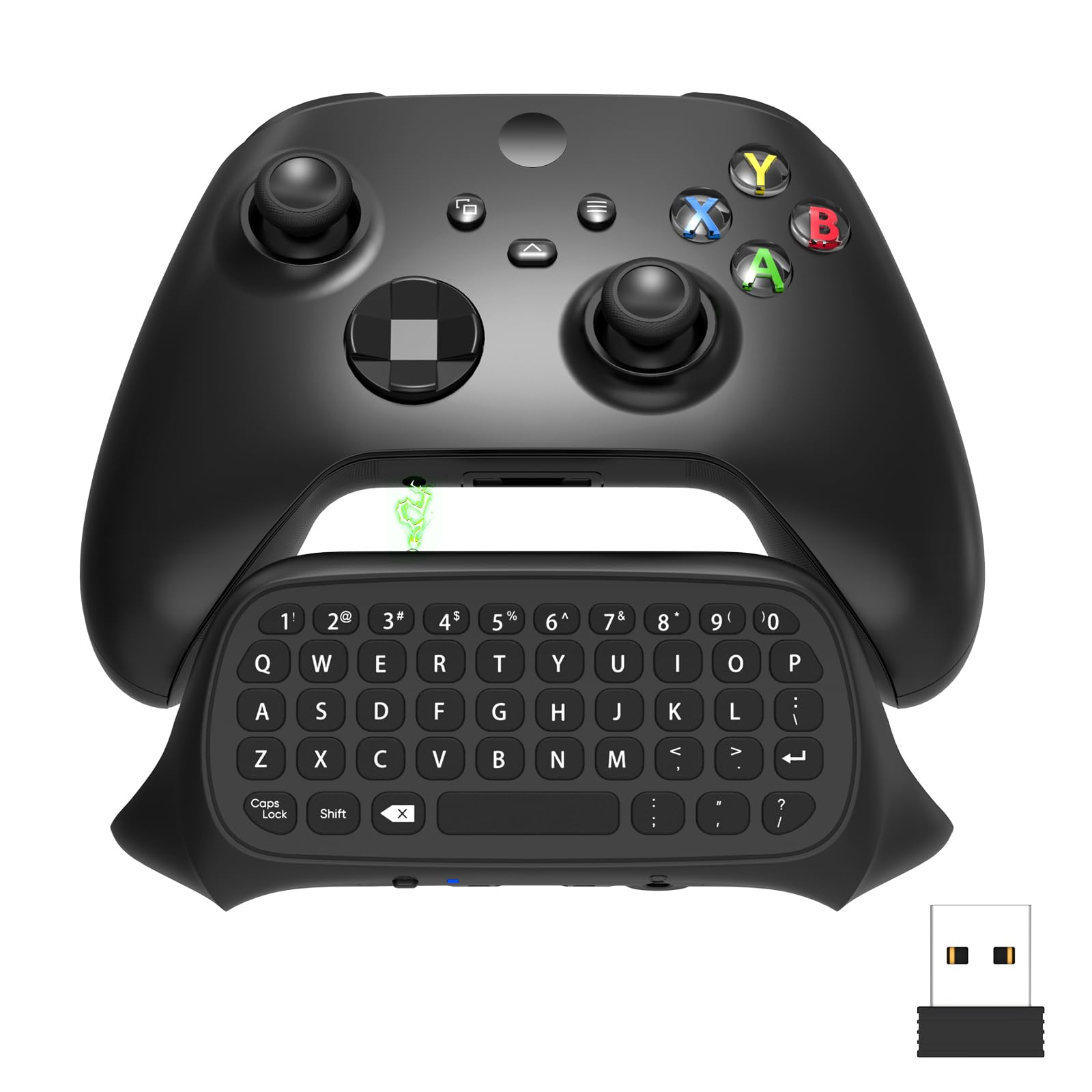 Wireless Controller Keyboards for Xbox Series X/S, 2.4G USB Receiver Controller Qwerty Keypad & Chatpad with 3.5mm Audio/Original Jack, Text Message & Voice Chat, for Xbox Series S/Series X/One/One S