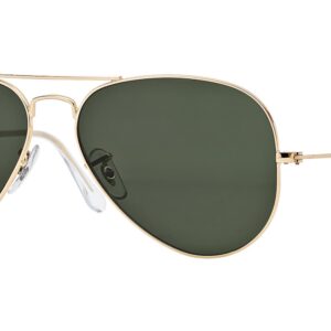 Ray-Ban RB3025 Metal Aviator Sunglasses + Vision Group Accessories Bundle,unisex-adult (Arista/Crystal Green, 58)