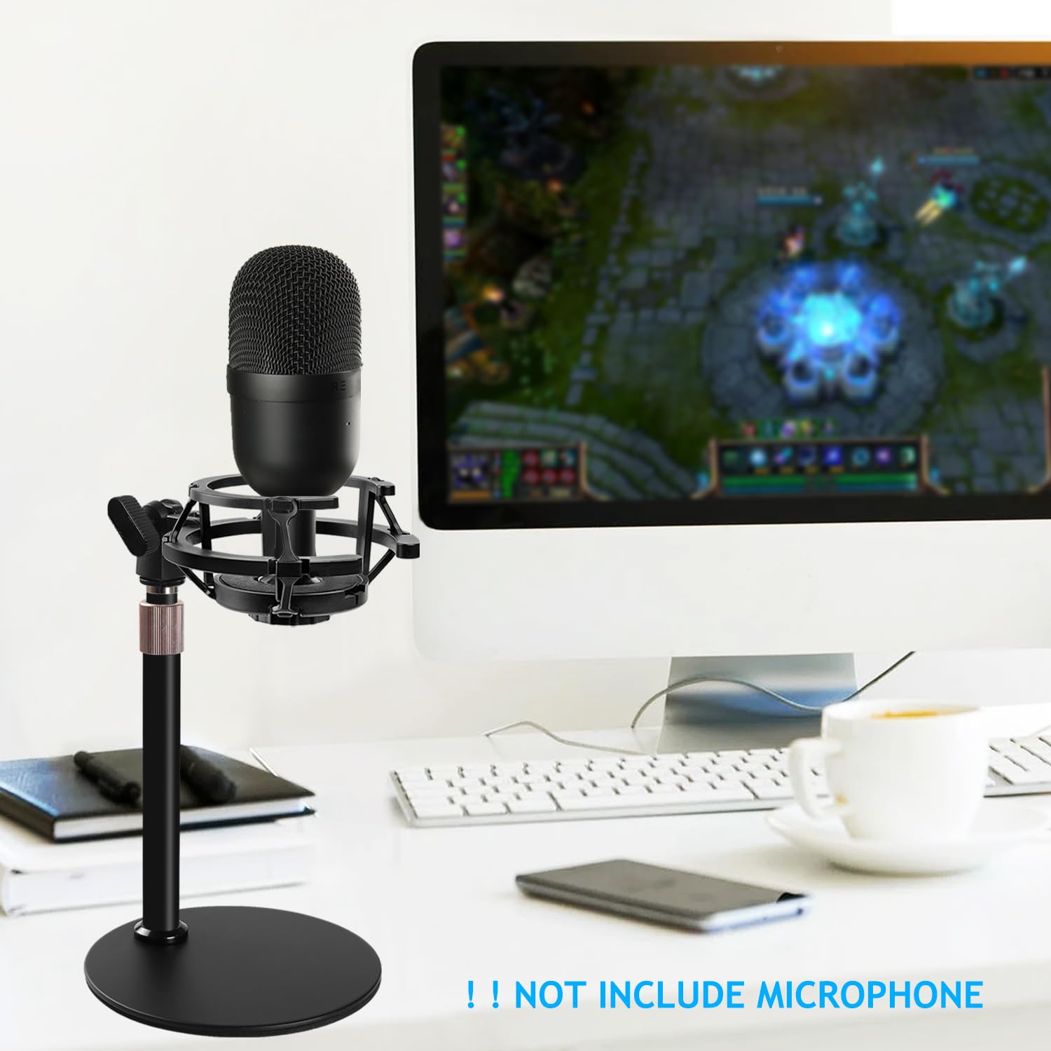 Seiren Mini Desktop Microphone Stand with Shock Mount, Foam Windscreen, Adjustable Mic Stand with Pop Filter Shockmount Reduces Vibration Noise for Razer Seiren Mini USB Streaming Microphone Frgyee