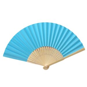 duo er new pattern folding dance wedding party lace silk folding hand held solid color fan for the show craft props home practical gift (color : blue)