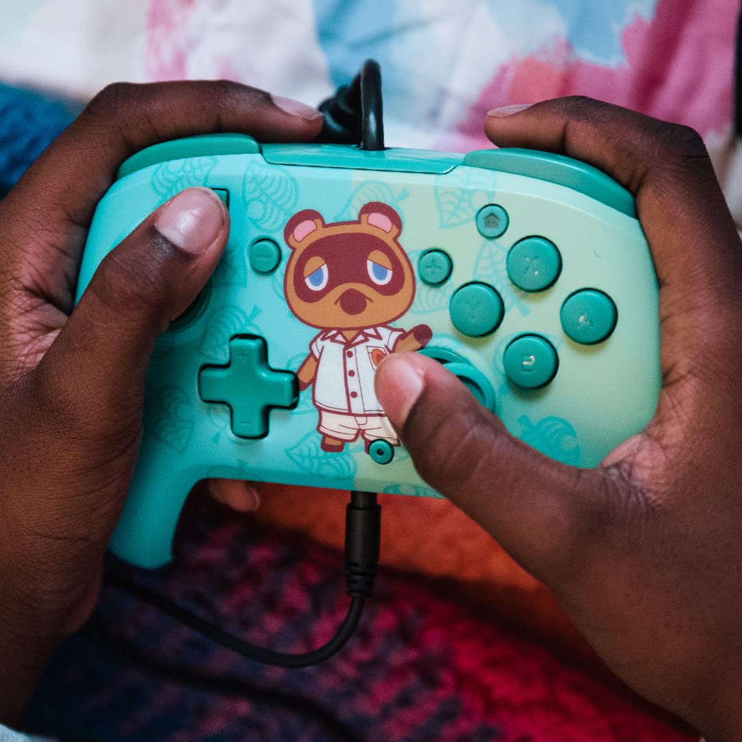 PDP REMATCH Enhanced Wired Nintendo Switch Pro Controller, Switch Lite/OLED Compatible (Animal Crossing Tom Nook - Blue/Green)