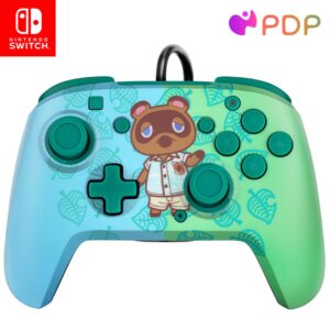 pdp rematch enhanced wired nintendo switch pro controller, switch lite/oled compatible (animal crossing tom nook - blue/green)