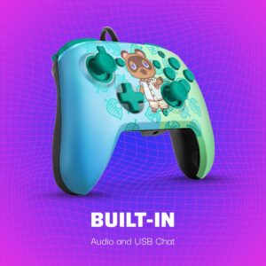 PDP REMATCH Enhanced Wired Nintendo Switch Pro Controller, Switch Lite/OLED Compatible (Animal Crossing Tom Nook - Blue/Green)