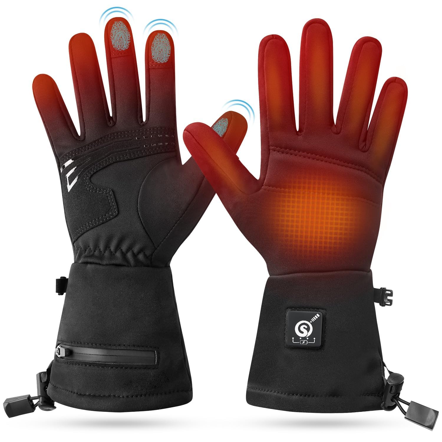 Upgraded Heated Glove Liners for Men Women, Rechargeable Electric Battery Heated Gloves Windproof Winter Glove Liners Thin Gloves Hand Warmer for Ski Snowboarding Hunting（M/L）