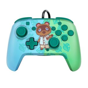 PDP REMATCH Enhanced Wired Nintendo Switch Pro Controller, Switch Lite/OLED Compatible (Animal Crossing Tom Nook - Blue/Green)