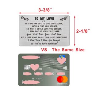 DEGASKEN To My Love Wallet Card - I Cant Say I Love You Enough So This Is Your Reminder - Anniverary Gifts, Fathers Day Card for Men, Valentines for Him, Christmas