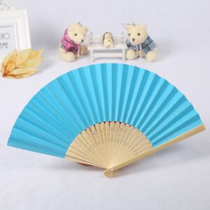 DUO ER New Pattern Folding Dance Wedding Party Lace Silk Folding Hand Held Solid Color Fan for The Show Craft Props Home Practical Gift (Color : Blue)