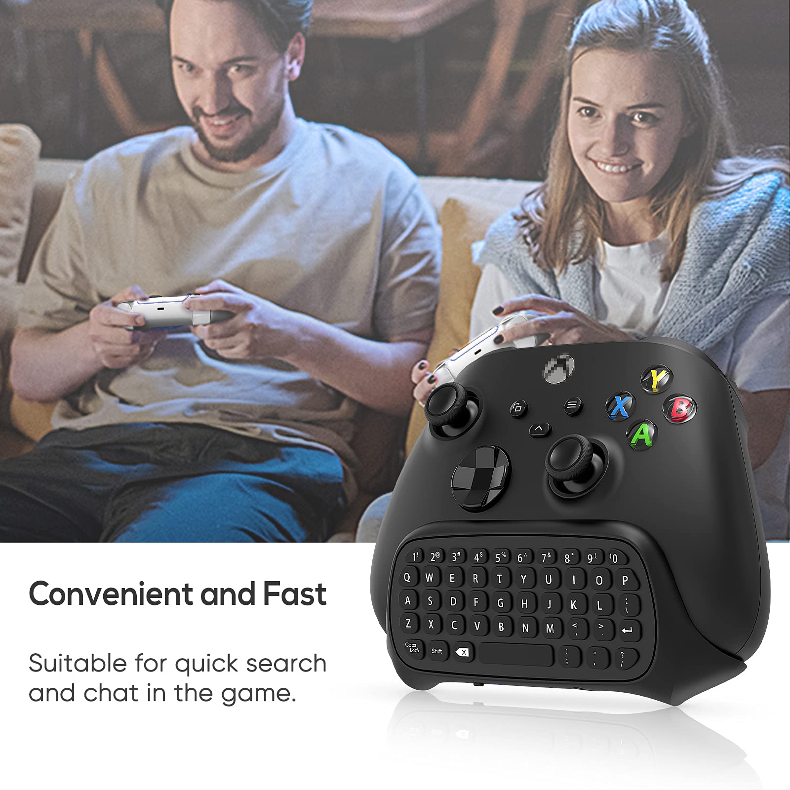 Keyboard for Xbox Series X/S, One/One X/S, Elite One/2 Controller, Wireless Gaming Chatpad Message Keypad with USB Receiver, Audio/Headset Jack Accessories for Xbox (Controller Not Included), Black