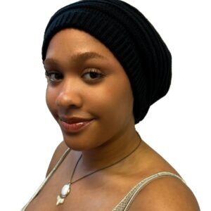 Black Slouchy Beanie for Locs Dreadlocks and Natural Hair Styles Rasta Tam Beanie