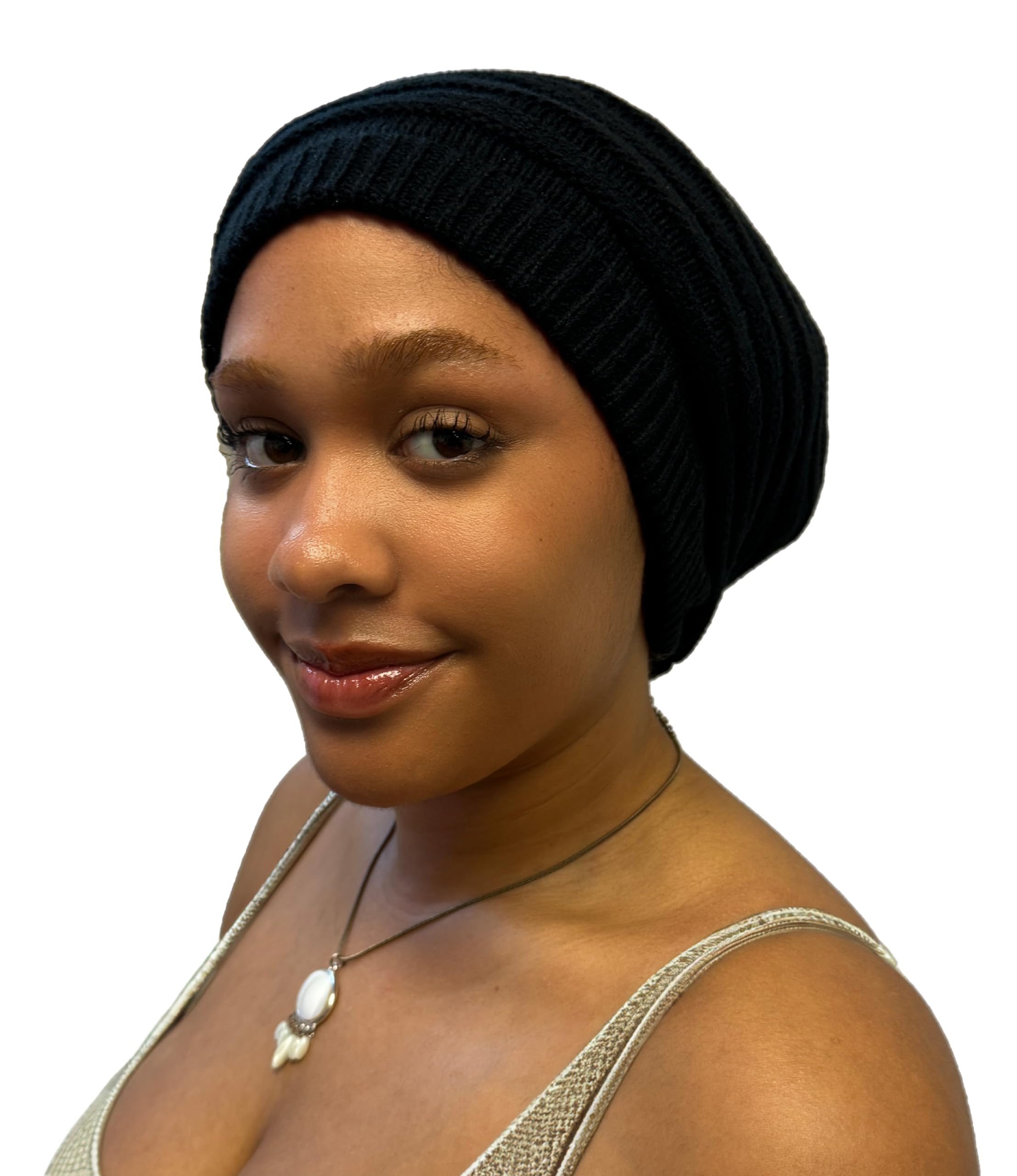 Black Slouchy Beanie for Locs Dreadlocks and Natural Hair Styles Rasta Tam Beanie