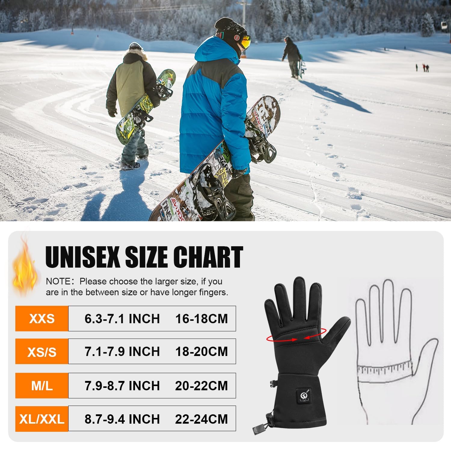 Upgraded Heated Glove Liners for Men Women, Rechargeable Electric Battery Heated Gloves Windproof Winter Glove Liners Thin Gloves Hand Warmer for Ski Snowboarding Hunting（M/L）