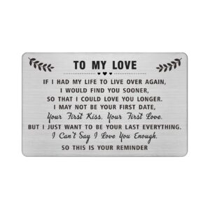 degasken to my love wallet card - i cant say i love you enough so this is your reminder - anniverary gifts, fathers day card for men, valentines for him, christmas