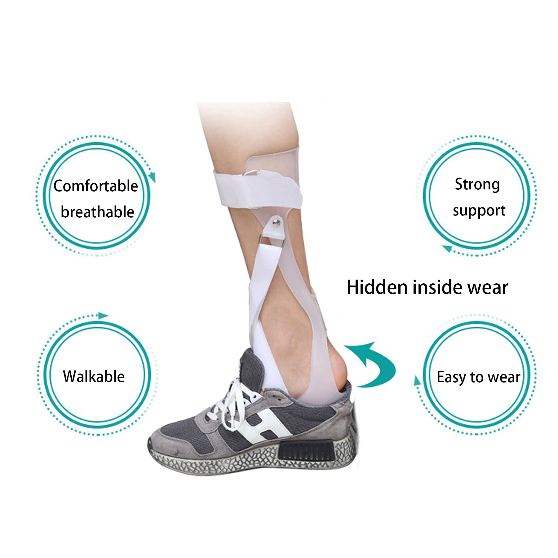 WILLQ Foot Drop Orthosis Support for Drop Foot Nerve Injury Relieve Pressure Ankle Foot Orthosis X-Shape Foot Fix Strap Technology for Gait Assistance Suitable with or Without Shoes,Left,Middle