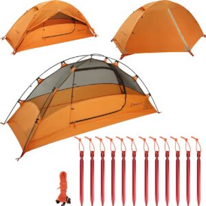 clostnature 1-person tent for backpacking - ultralight one person backpacking tent, hiking tent for one man, solo, single person with tri-beam aluminium stakes