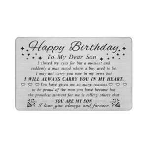 degasken son birthday card adult, happy birthday gifts ideas for son unique, personalized steel engraved wallet card