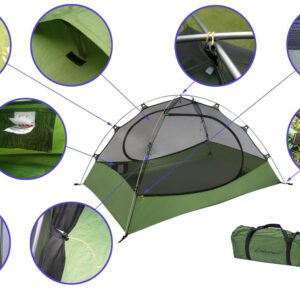 Clostnature 1-Person Tent for Backpacking - Ultralight One Person Backpacking Tent, Hiking Tent for One Man, Solo, Single Person with Tri-Beam Aluminium Stakes