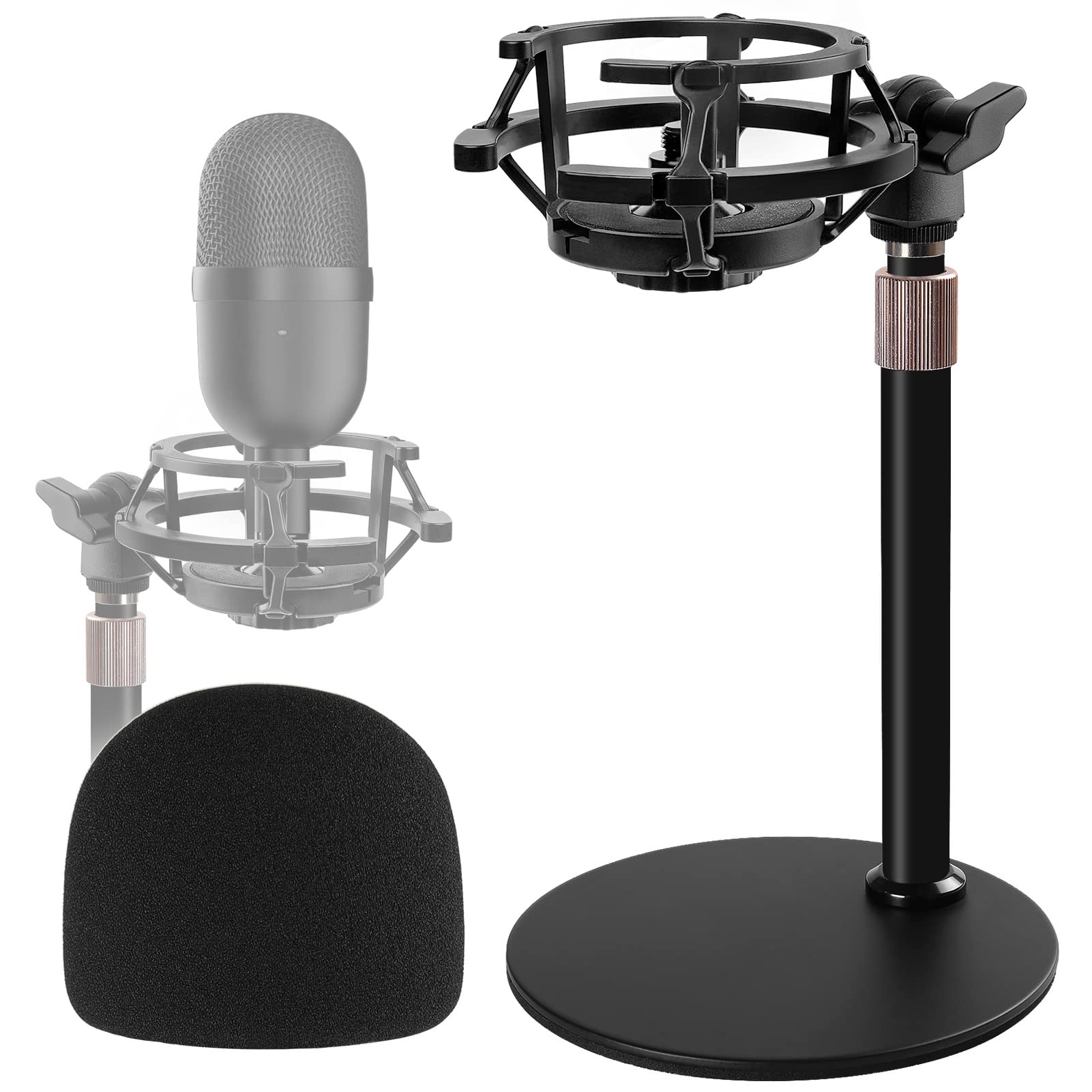 Seiren Mini Desktop Microphone Stand with Shock Mount, Foam Windscreen, Adjustable Mic Stand with Pop Filter Shockmount Reduces Vibration Noise for Razer Seiren Mini USB Streaming Microphone Frgyee