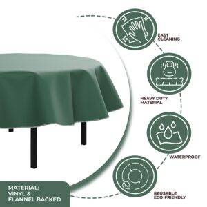 Exquisite Green Vinyl Tablecloths - 70 in. Round - Pack of 3 Round Tablecloth - Green Flannel Backed Vinyl Tablecloths for Round Tables - Plastic Table Cloths with Flannel Backing - Waterproof