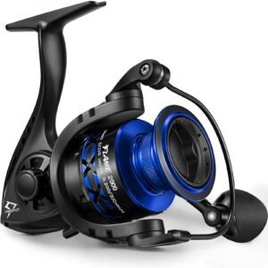 piscifun flame spinning reels, lightweight 9+1bb ultra smooth spinning fishing reels, carbon fiber 19.8lbs max drag, 2000, blue