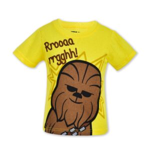 STAR WARS Boys’ 4 Pack T-Shirt for Toddler and Little Kids – Yellow/Green/Black/Red