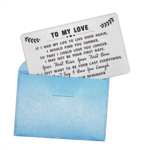 DEGASKEN To My Love Wallet Card - I Cant Say I Love You Enough So This Is Your Reminder - Anniverary Gifts, Fathers Day Card for Men, Valentines for Him, Christmas