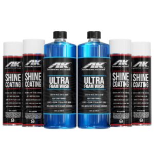 advanced kotings shine coating & high foaming car wash bundle | removes dirt, oil, grime, shines surfaces, and makes off-road clean-up easier for atvs, utvs, vehicles and more - 6 pack kit