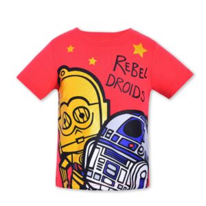 STAR WARS Boys’ 4 Pack T-Shirt for Toddler and Little Kids – Yellow/Green/Black/Red