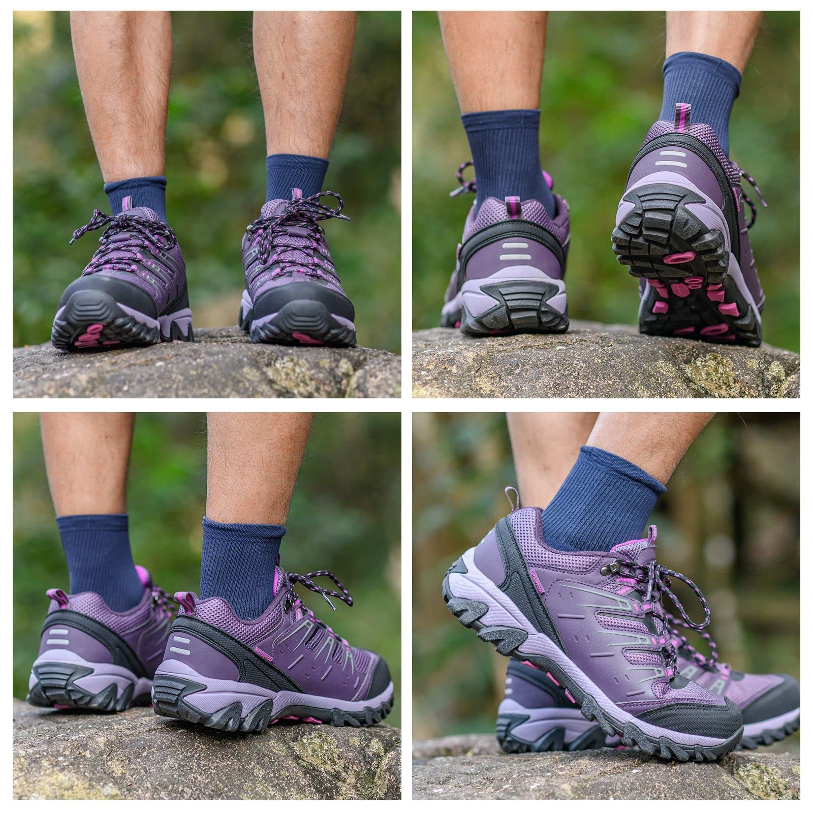 Ansbowey Womens Hiking Shoes Waterproof Lightweight Trekking Camping Boots Outdoor Non-Slip Walking Sport Shoes Purple US 7.5 Men/ 9.5 Women