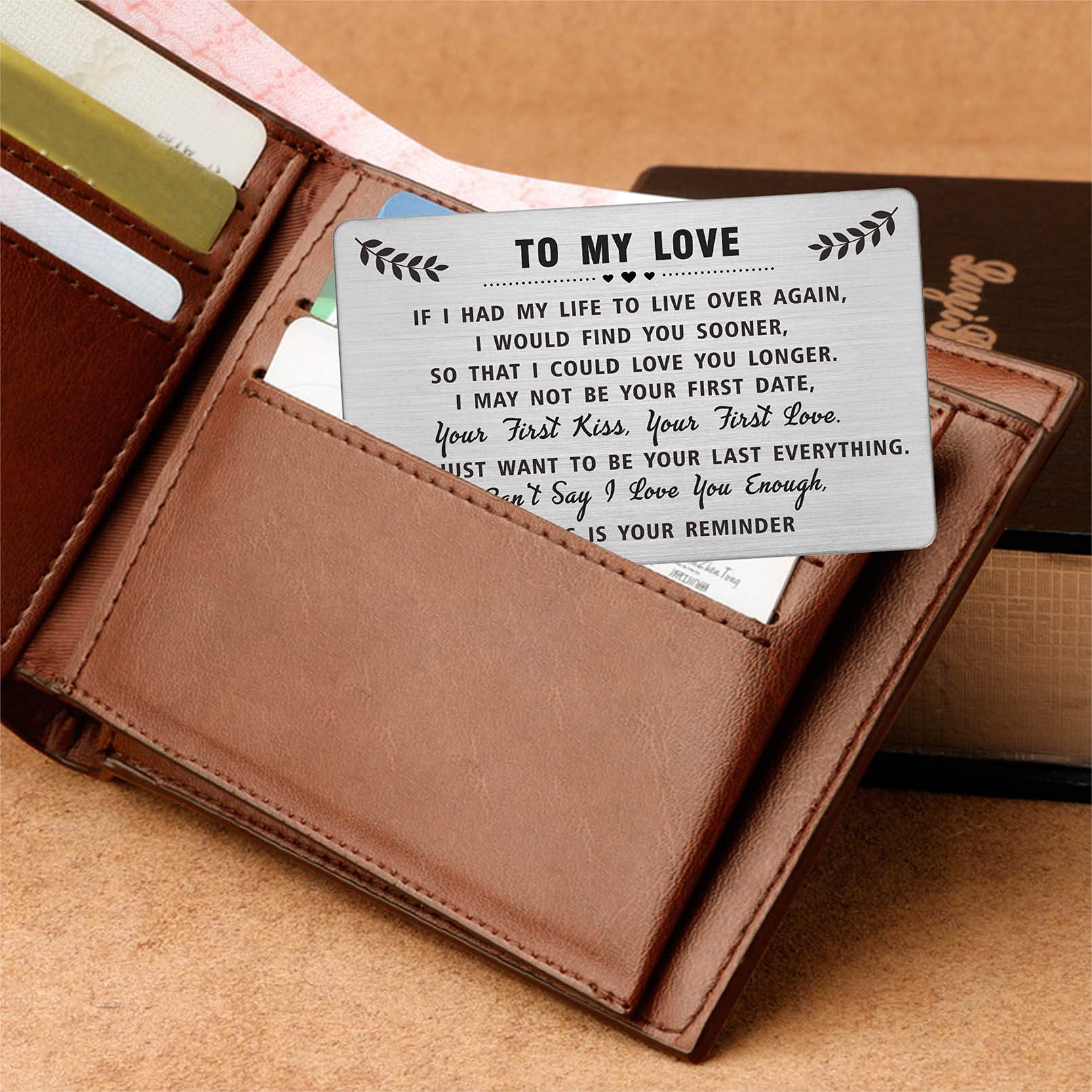 DEGASKEN To My Love Wallet Card - I Cant Say I Love You Enough So This Is Your Reminder - Anniverary Gifts, Fathers Day Card for Men, Valentines for Him, Christmas