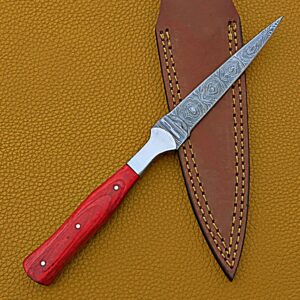 Smart and Sharp Custom Handmade Damascus Steel Hunting Knife / Skinning Knife SS-17400 (Red colored wood) (Red Wood)