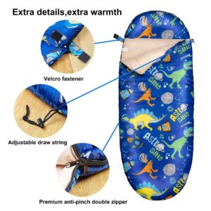 Kids Sleeping Bags for Boys – Astro Dino – Rioyalo YOLO 45 Camping Sleeping Bags for Kids with Carry Bag - Outdoor and Indoor (Space Dinosaur)