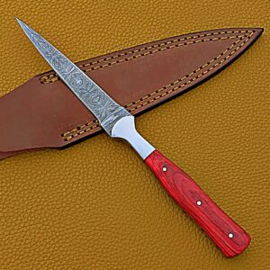 Smart and Sharp Custom Handmade Damascus Steel Hunting Knife / Skinning Knife SS-17400 (Red colored wood) (Red Wood)