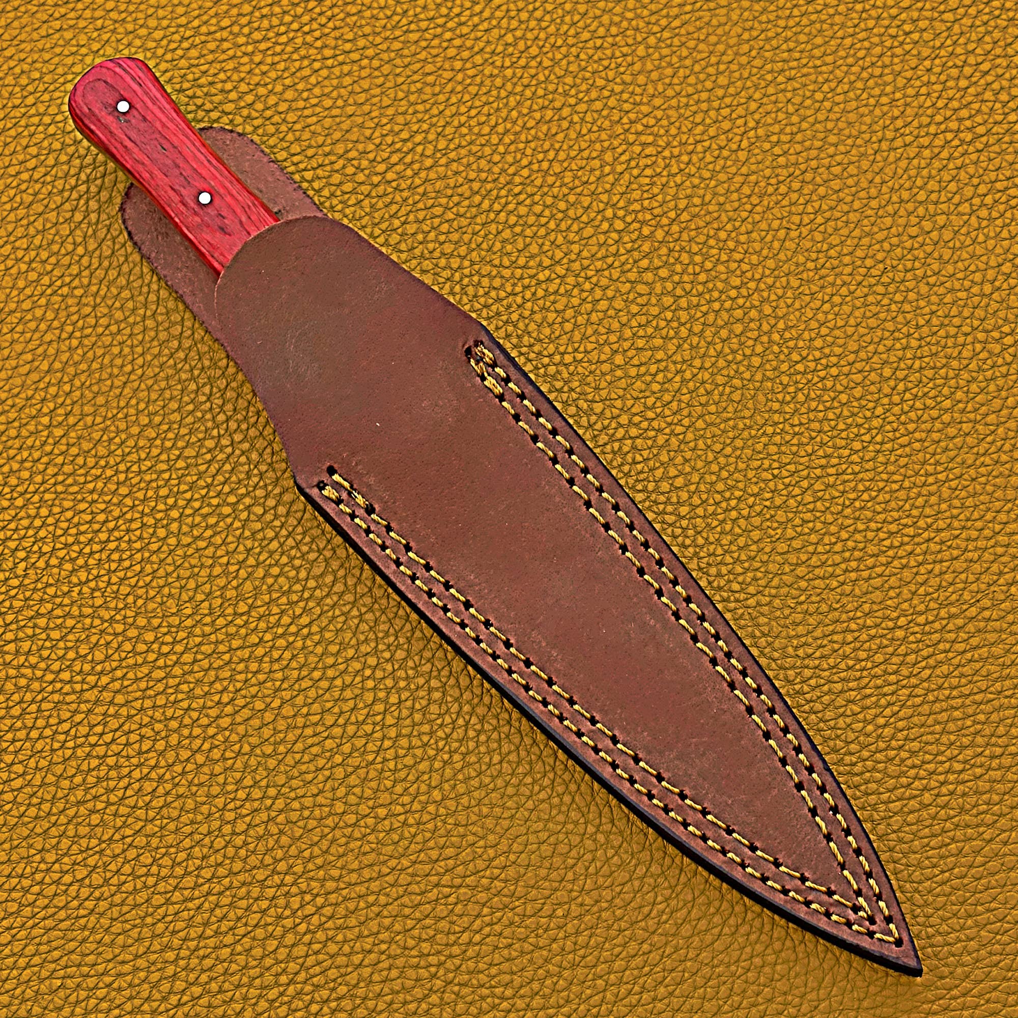 Smart and Sharp Custom Handmade Damascus Steel Hunting Knife / Skinning Knife SS-17400 (Red colored wood) (Red Wood)